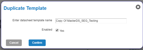 User Interface: Add/Edit Datasheets Template