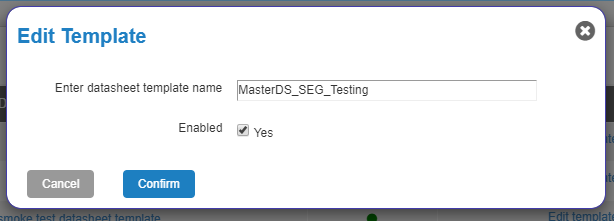 User Interface: Add/Edit Datasheets Template